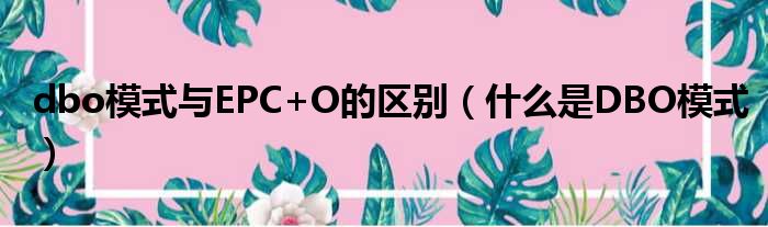 dbo模式与EPC+O的区别（什么是DBO模式）_51房产网