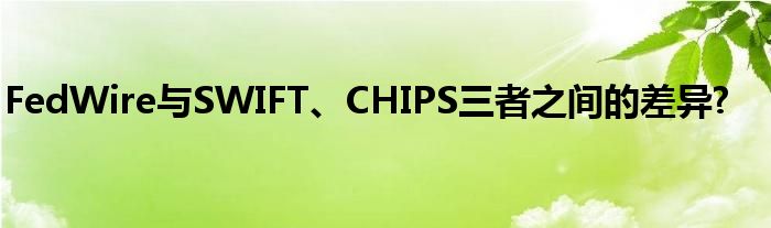 FedWire与SWIFT、CHIPS三者之间的差异?_51房产网