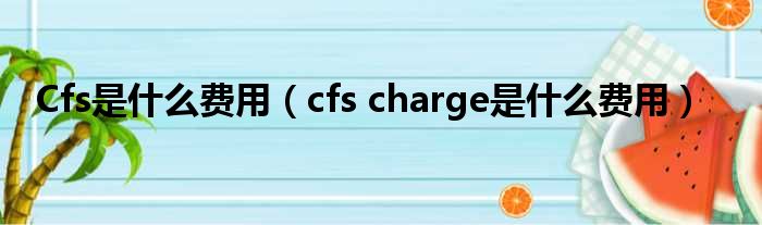 Cfs是什么费用（cfs charge是什么费用）_51房产网