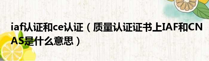 iaf认证和ce认证（质量认证证书上IAF和CNAS是什么意思）_51房产网