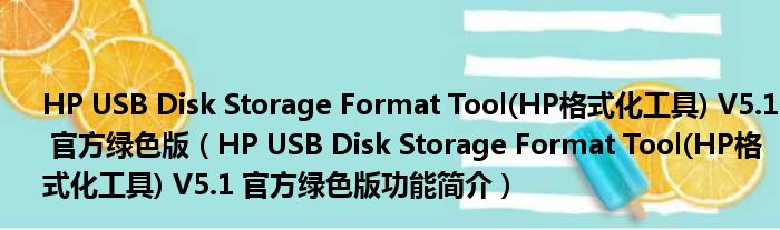 HP USB Disk Storage Format Tool(HP格式化工具) V5.1 官方绿色版（HP USB Disk Storage ...