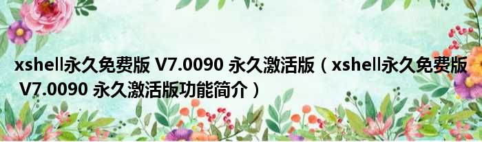 xshell永久免费版 V7.0090 永久激活版（xshell永久免费版 V7.0090 永久激活版功能简介）_51房产网