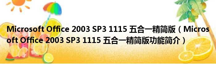 Microsoft Office 2003 SP3 1115 五合一精简版（Microsoft Office 2003 SP3 1115 五合一精简版功能简介）_51房产网