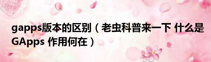 gapps版本的区别（老虫科普来一下 什么是GApps 作用何在）_51房产网