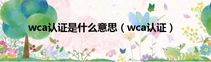 wca认证是什么意思（wca认证）_51房产网