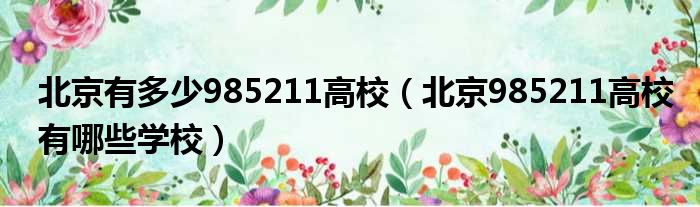 北京有多少985211高校（北京985211高校有哪些学校）_51房产网