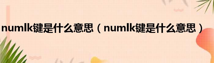 numlk键是什么意思（numlk键是什么意思）_51房产网
